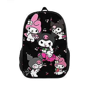 Dreuingb Cute Backpack 3 Pcs Set with Lunch Box and Pencil Case 17 Inch Large Capacity Backpacks Lightweight Laptop Bag