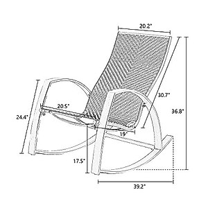 Iwicker 2 PCS Patio Rattan Bistro Rocking Chairs, Outdoor Breathable Wicker Rocker Chairs for Yard, Deck, Balcony or Indoor Use