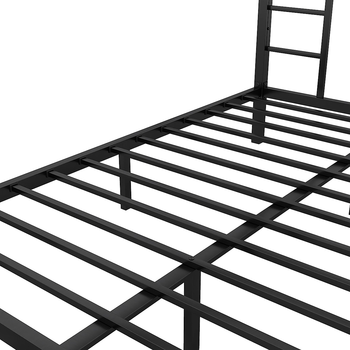 Full XL Over Queen Bunk Beds with Ladder and Full Length Guardrail, Heavy Duty Bunk Beds/Full XL Over Queen Bunk Bed for Adults, Teens, Full XL Over Queen Bunk Bed Black