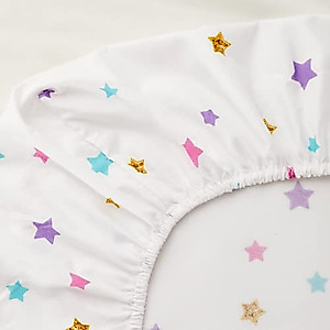 PINNKKU 4-Piece Toddler Bedding Set, Bed-in-a-Bag Comforter Set, Includes 1 Flat Sheet, 1 Fitted Sheet, 1 Comforter and 1 Reversible Pillowcase, Standard Toddler Comforter & Sheet Set, Unicorn