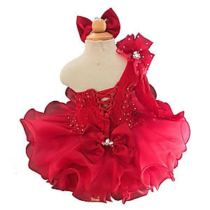 Jenniferwu G086 Infant Toddler Baby Newborn Little Girl's Pageant Party Birthday Dress RED Size 3T