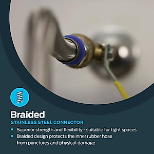 Eastman 12 Inch Steel-Flex Water Heater Connector, 3/4 Inch FIP Swivel x 3/4 Inch MIP Rigid, Flexible Braided Stainless Steel, 48573