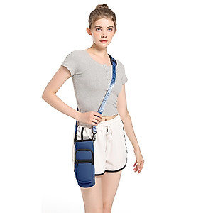 Affute Water Bottle Carrier Bag for 12-40 oz Bottles, with Adjustable Shoulder Strap,2 Pockets, Walking Camping Hiking Daypacks (RoyalBlue)