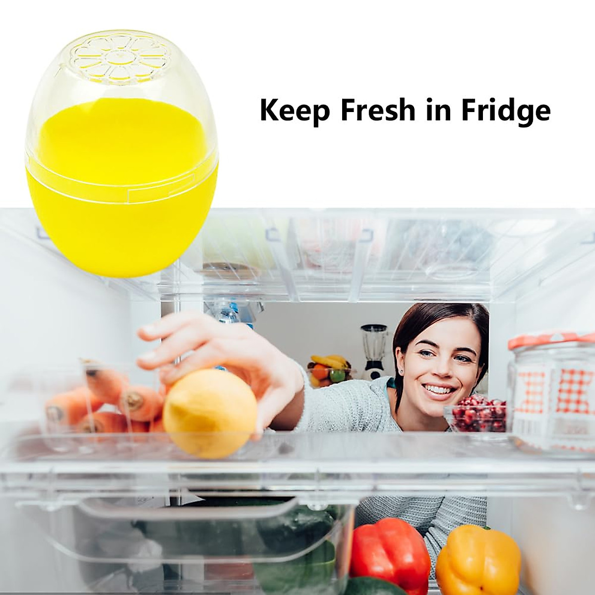 JIANWEI Lemon Keeper Lemon Saver, Lemon Storage Containers Reusable Lemon Holder Organizer, Kitchen Storage Container Safe Transparent Lid(Yellow)
