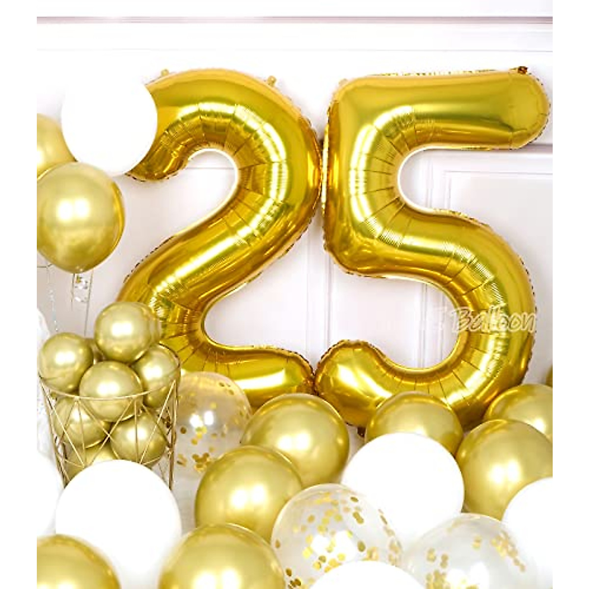 AULE 40 Inch Large 25 Number Balloons Gold, Big Foil Number Balloons, Giant Helium Happy 25th Birthday Party Decorations for Man and Women, Huge Mylar 52 Anniversary Party Supplies