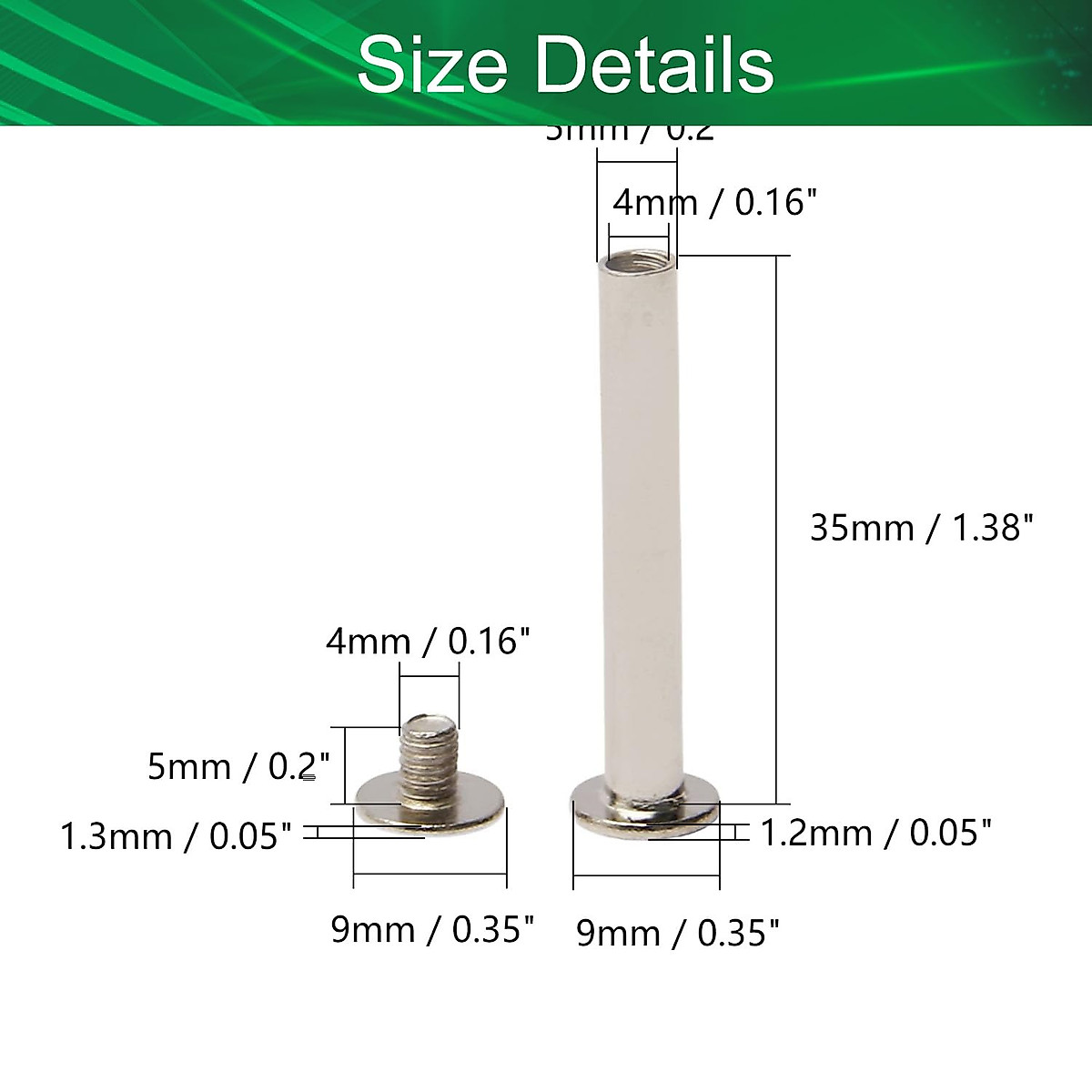 Yinpecly 10PCS M5x35mm Butt Screw, Screw,Carbon Steel Screw Binding Screws Posts for Scrapbook Photo Albums Binding and Leather Saddles Purses Belt Repair