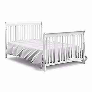 Storkcraft Tuscany 4-in-1 Convertible Crib, White, Easily Converts to Toddler Bed, Day Bed or Full Bed, 3 Position Adjustable Height Mattress (Mattress Not Included) ,White, Crib
