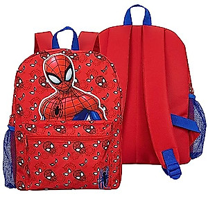 Marvel Backpack Set | Kids Backpack, Lunchbag, Water Bottle and Pencil Case Set | spider man backpack | Official Merchandise | Red