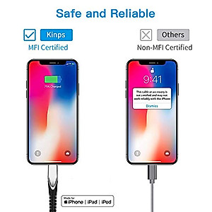 KINPS MFI Certified (10ft/3m) USB C to Lightning Fast Charging Cable Compatible with iPhone 12/11/11Pro/11 Pro Max/XS MAX/XS/XR/X, Supports Power Delivery(for Use with Type C Chargers), Black