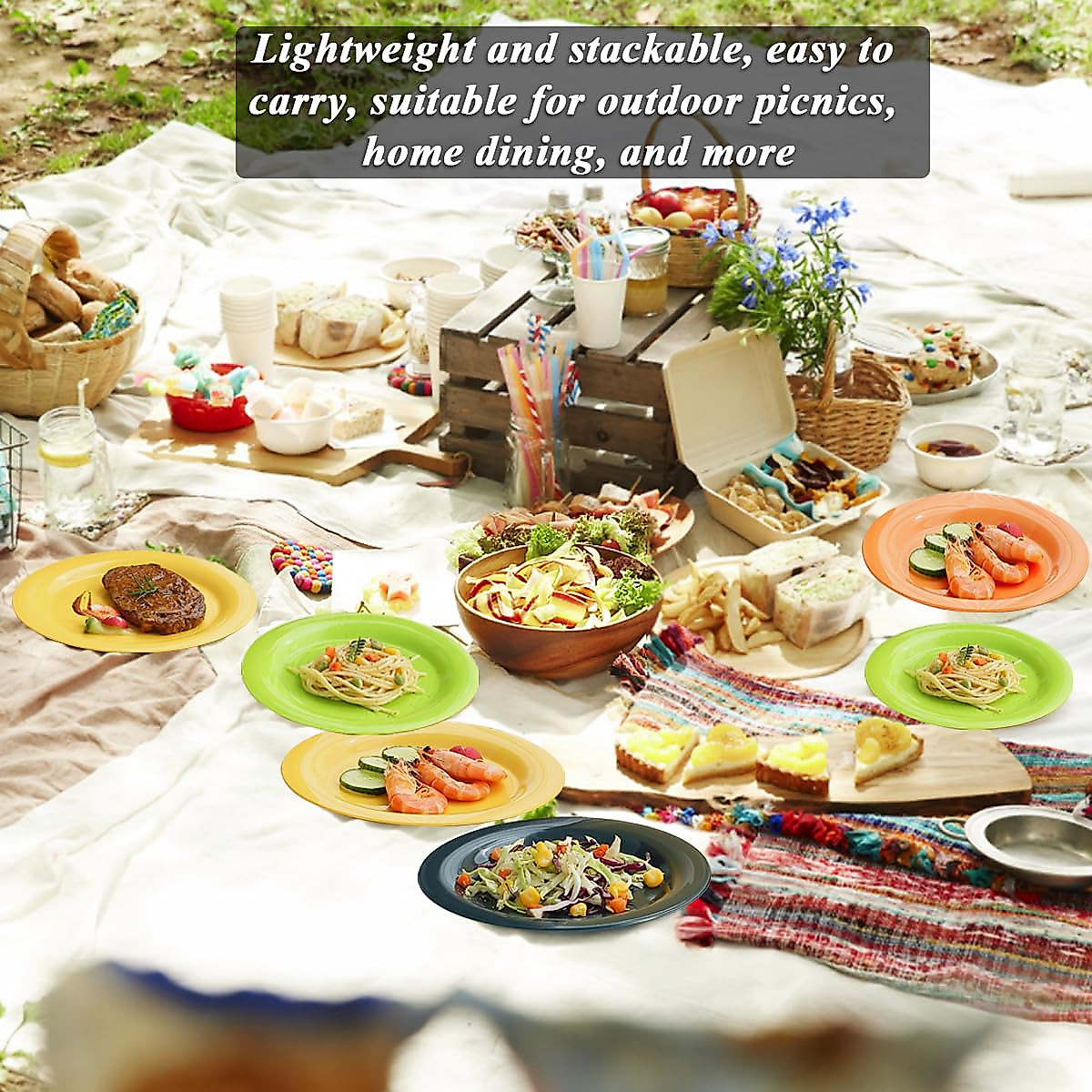 Evanda Plastic Plates 8 Pieces, Dinner Plates 7.5/10 inch Unbreakable And Reusable for All Purpose and All Age BPA Free, Microwave Safe Dishwasher Safe (Mutil Color)