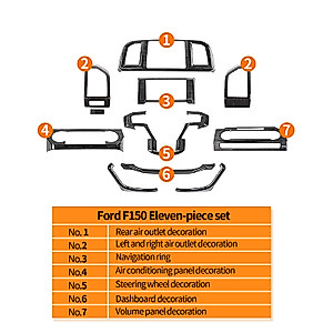 Hoolcar Interior Center Console Dashboard Navigation Trim Cover Kit ABS Accessories for 2015-2020 Ford F150, Black Wood Grain