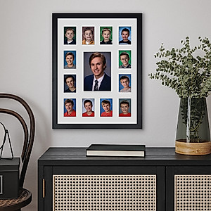 Americanflat 13.5x18 School Picture Frame Pre-K to 12 - Fits Twelve 2.5x3.5 Photos and One 5x7 Picture or Use as One 13.5x18 Frame - Signature Collection - K-12 Picture Frame for Wall Display - Black