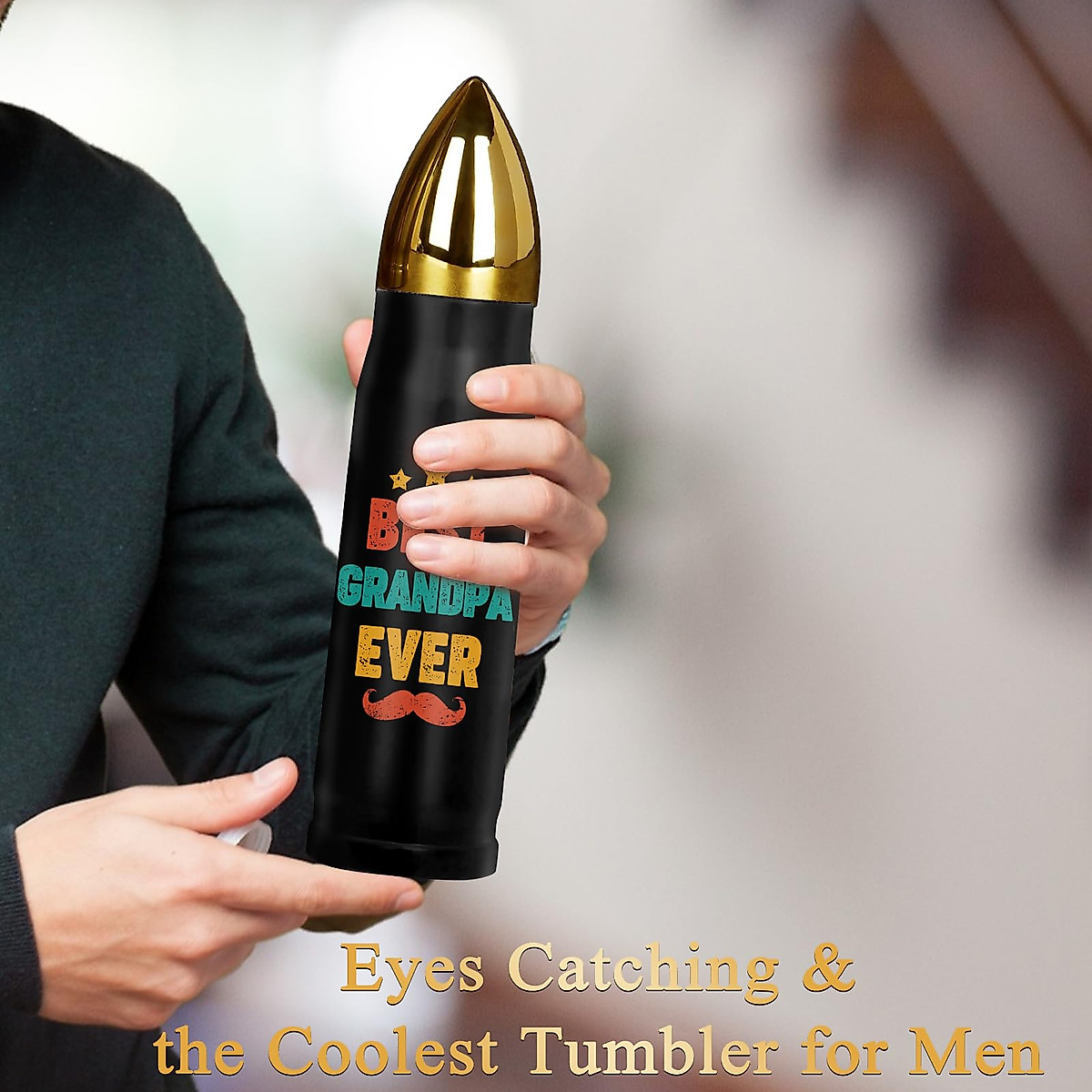 Gifts For Grandpa, Birthday Gifts For Grandfather, Grandpas Bullet Insulated Tumbler 17 Oz, Best Present For Grandpa, Grandfather Coffee Cup