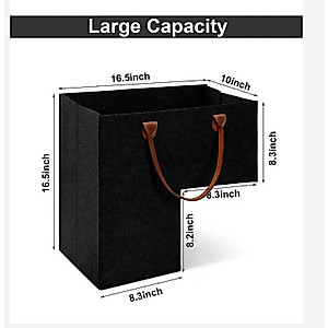 Enfudid Stair Basket with Leather Handles, Foldable Shape Stair Basket Organiser, Felt Stair Step Storage Organizer Stair Tidy Basket Bin for Laundry, Toys, Household Items#