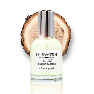 Herb & Root Santal Perfume for Men or Women | Raw Indian Sandalwood with hints of Leather and Balsam | Woody Unisex Scent Perfume Spray | Vegan and Paraben Free | Made in the USA