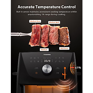 Toshiba 7.7QT Air Fryer, Family-Size for Quick and Easy Meals, 12 Preset Menus and Menu-IQ Function, 1°F Precision, 90% less fat, Double-sided Handles Easy Carrying