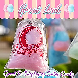 Cotton Candy Bags, Cotton Candy Supplies, Cotton Candy Bags With Ties, 11 1/2" x 18 1/2" Printed, Clear .80 mil plastic, Paperboard Header, Easy Tear Off (300 Bags)