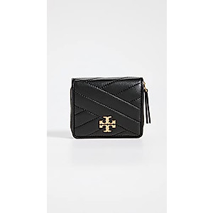 Tory Burch Women's Kira Chevron Bi-Fold Wallet, Black, One Size