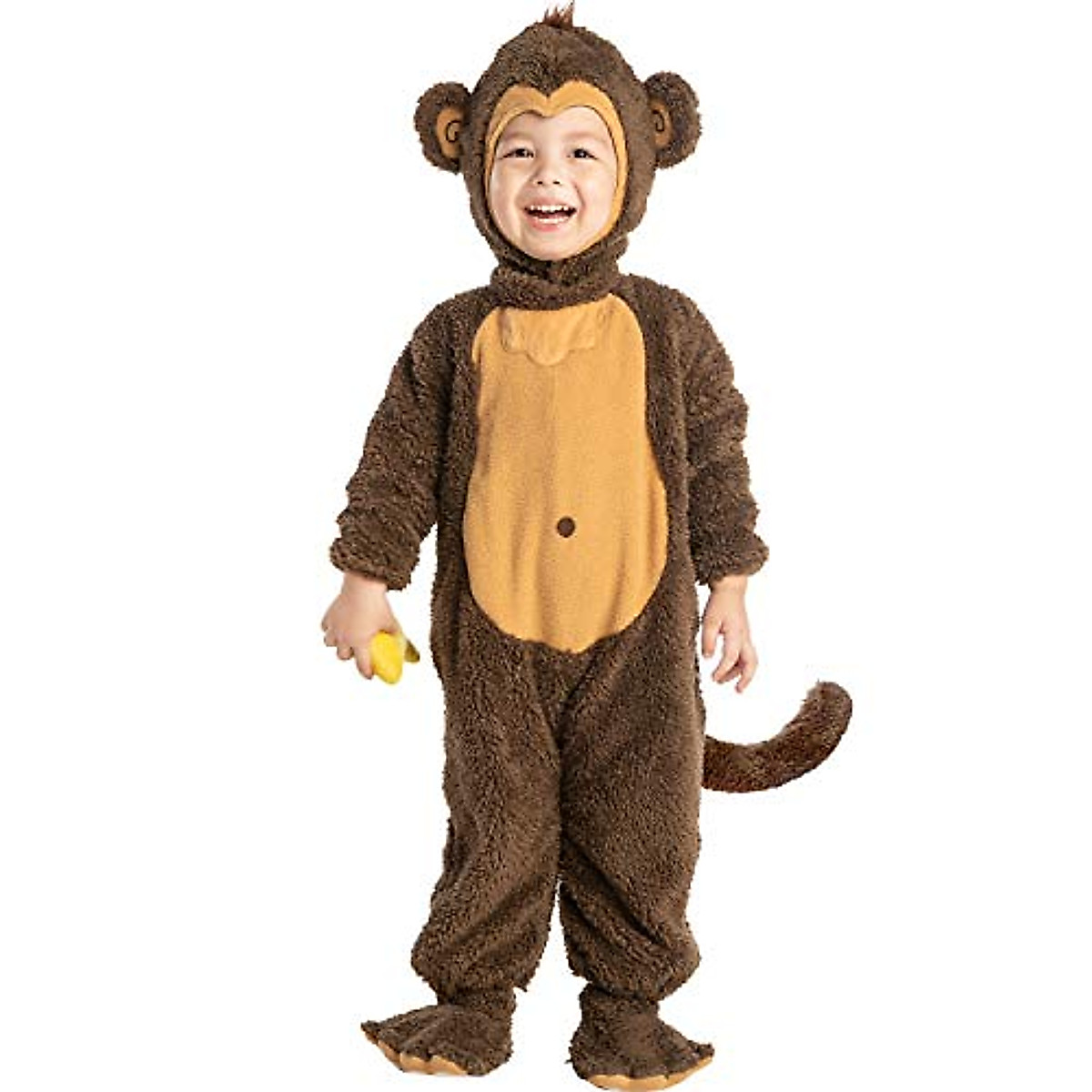 Spooktacular Creations Halloween Baby Monkey Costume with Toy Banana, Toddler Unisex Cute Little Halloween Dress Up, Animal Themed Party (12-18 months)