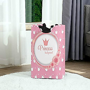 Princess Crown Laundry Basket Collapsible Fabric Laundry Hamper Washing Bin Folding Clothes Bag Mother's Day