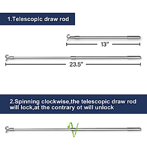 Draw Rod for Cordless Zebra Blinds, Honeycomb Blinds, Spring Roller Shades, Premium Quality Easy to Pull The Shades Down and Up Telescopic 13in to 24in.
