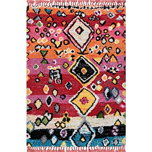 nuLOOM Alane Moroccan Tassel Shaggy Area Rug, 8x10, Multi