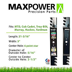 Maxpower 561532XB 2 Blade Commercial Mulching Set for 42" Cut MTD, Cub Cadet, Troy-Bilt Mowers, Replaces OEM no. 942-0616, 742-0616, 942-04126