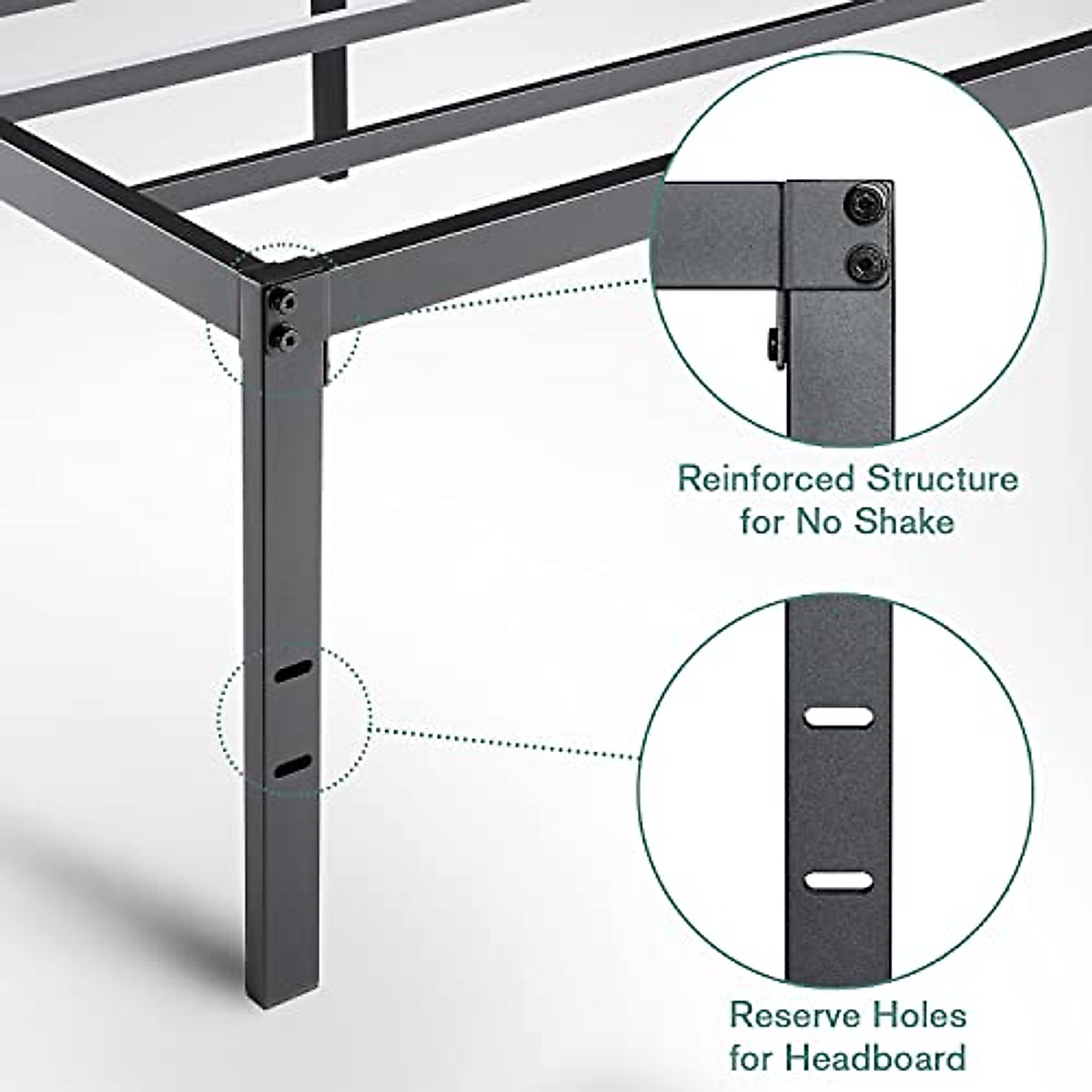 IMUsee Heavy Duty Full Size Platform Bed Frame with 16.5" Large Under Bed Storage Space, Sturdy Metal Frame/ Mattress Foundation/ No Box Spring Needed/ Easy Assembly/Noise-Free