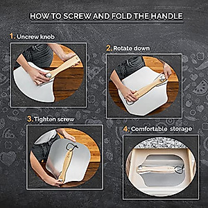 EMPORIO LOGIC Aluminum Metal Pizza Peel 12 x 14 Inch & Pizza Cutter Slicer 14" |Foldable Pizza Paddle for Easy Storage| Pizza Spatula & Knife for Baking Pizza, Dough, Bread & Pastry| Ideal Pizza Gifts