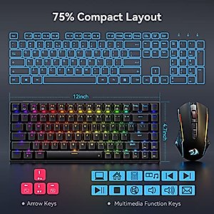 Mechanical Keyboard, Full RGB 75% Gaming Keyboard with Red Switches, Macro Editor Wired Keyboard 84 Keys for Windows Mac PC Laptop Tablet, K629-RGB