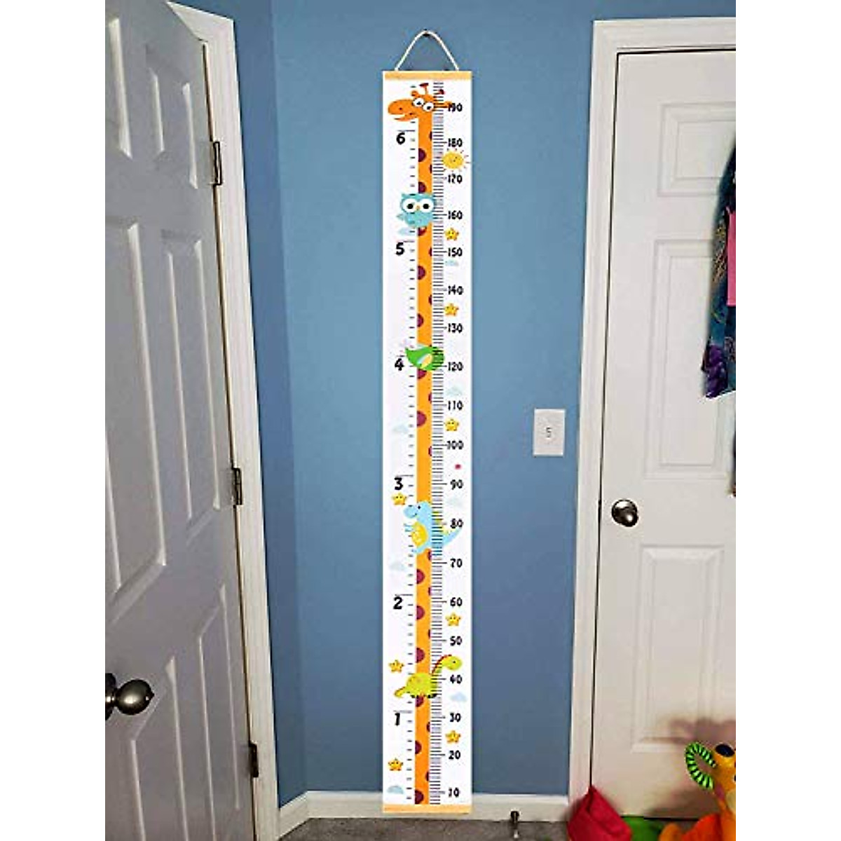 JJGoo Baby Growth Height Chart Hanging Ruler Wall Decor for Kids, Canvas Removable Height Growth Chart 79" x 7.9"(Giraffe)