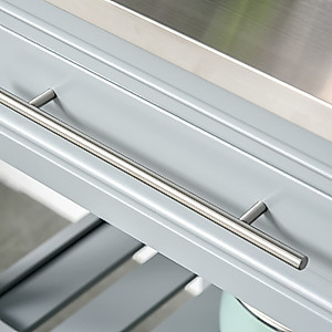 HOMCOM Kitchen Island Rolling Utility Trolley Cart with 2 Drawers Stainless Steel Top - Grey