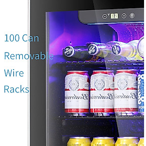 Antarctic Star Beverage Refrigerator Cooler, 100 Can Mini Fridge Glass Door for Soda Beer or Wine Glass Door Small Drink Dispenser Adjustable Clear Front for Home, Office or Bar, 3.1cu.ft.…