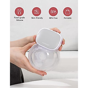 Momcozy S9 Double Wearable Breast Pump, Hands-Free Breast Pump, Portable Electric Breast Pump with 2 Mode & 5 Levels, Painless Breastfeeding Breastpump Can Be Worn in-Bra, 24mm Grey