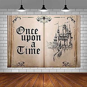 ABLIN 8x6ft Fairy Tale Books Backdrop Old Opening Book Once Upon a Time Ancient Castle Princess Romantic Story Photo Background Wedding Birthday Party Decorations Banner Props