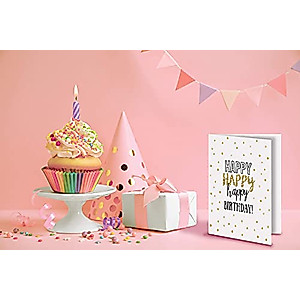 Happy Birthday Cards, 100-Pack, 4 x 6 inch, 4 Cover Designs, Blank Inside, by Better Office Products, with Envelopes, Elegant Gold Collection, 100 Pack