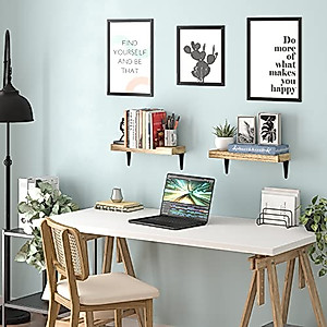 Wallniture Arras 17" Rustic Floating Shelves for Wall Decor, Wall Bookshelf Living Room, Bathroom Shelves, Wall Shelves for Bedroom, Floating Shelf for Kitchen & Office, Wood, Burnt Set of 2