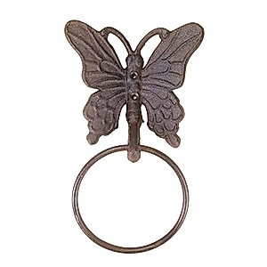 Carver's Olde Iron Lori's Rustic Brown Butterfly Bathroom Accessory Set 4 pc with Hardware