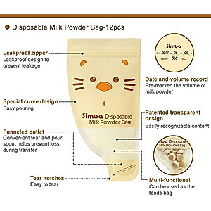 Simba Disposable Formula/Milk Powder Bag (12 oz, 2 Packs, Total 24 Bags)