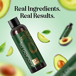 Avocado Oil For Hair and Skin - 100% Pure Avocado Oil for Skin and Nail Care plus Dry Hair Treatment and Facial Oil Moisturizer - Natural Hair Oil and Carrier Oil for Essential Oils Mixing (4 Fl Oz)