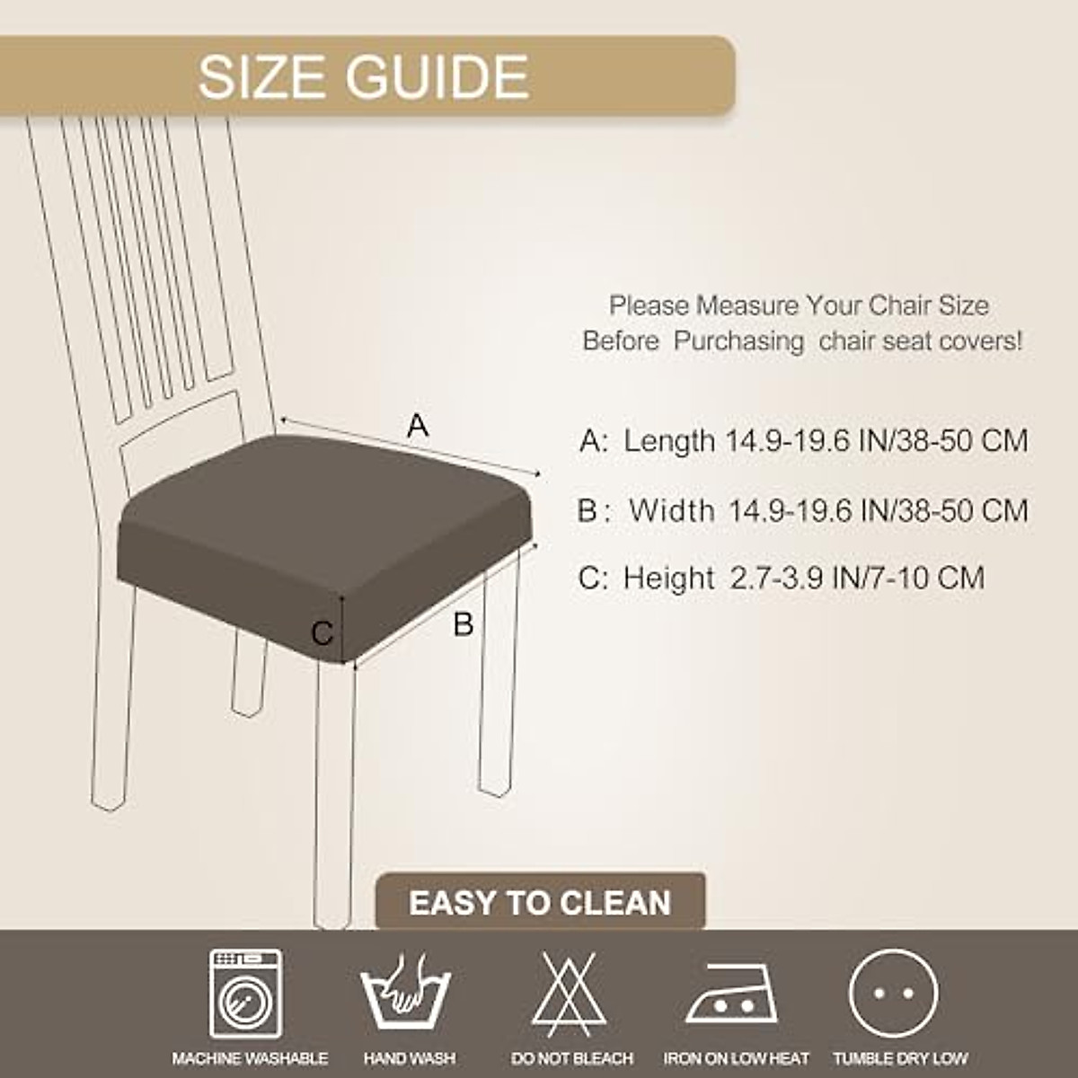 NIBESSER Waterproof Chair Seat Covers Set of 6, PU Leather Dining Chair Seat Covers, Stretch Chair Cover for Dining Room Chairs, Removable Kitchen Seat Cushion Slipcovers Protector (Black)