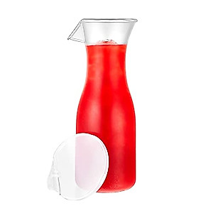 Carafe Juice Jar Beverage Decanter, Clear Acrylic Wine / Juice Decanter with Lid, 20 oz.