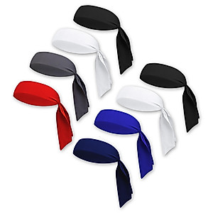 Tough Headwear Tie Headband for Men - Tennis Headband for Women, Sweat Band for Workout, Running, Football, Basketball, Athletics - Midnight Black