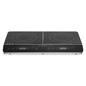 Navaris Double Induction Cooktop - Portable Dual Countertop Electric Stove Burner Cook-Top Hot Plate with 2 Hobs for Cooking - 24 x 14 x 3 Inches