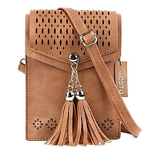 seOSTO 2 packs Womens Small Crossbody Bag, Tassel Cell Phone Purse Holder Wallet