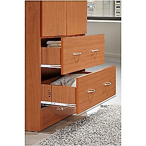 HODEDAH IMPORT- Two Door Wardrobe, with Two Drawers, and Hanging Rod, Cherry