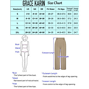 GRACE KARIN Women's Straight Leg Cropped Dress Pants Elastic High Waist Wide Leg Business Casual Slacks Capris with Pocket Black S