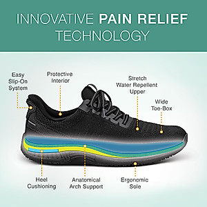 Orthofeet Women's Orthopedic All Black Knit Kita Hands-Free Sneakers, Size 7