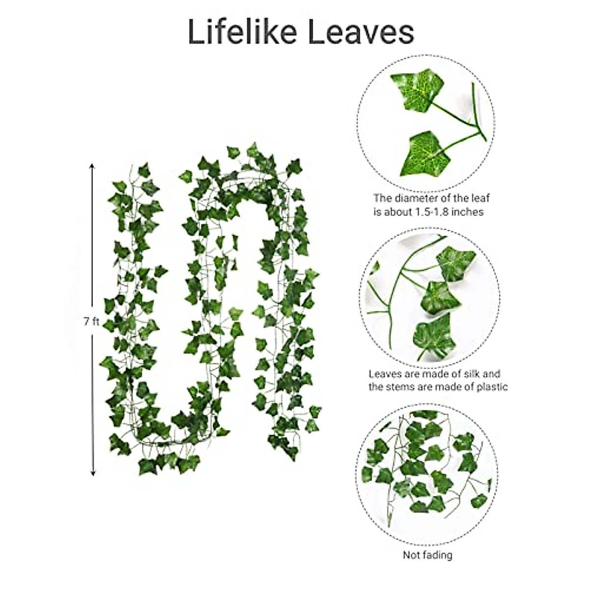 ARTKAIKE Fake Vines for Room Decor(12 Pack 84 Feet) Aesthetic Artificial Plant Ivy Leaves Hanging Greenery Garlands for Home Bedroom Wall Wedding Party Decor