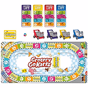 Grocery Go Karts Board Game for Preschoolers and Kids Ages 4 and Up, Building Game with Mini Groceries, Preschool Games for 2-4 Players
